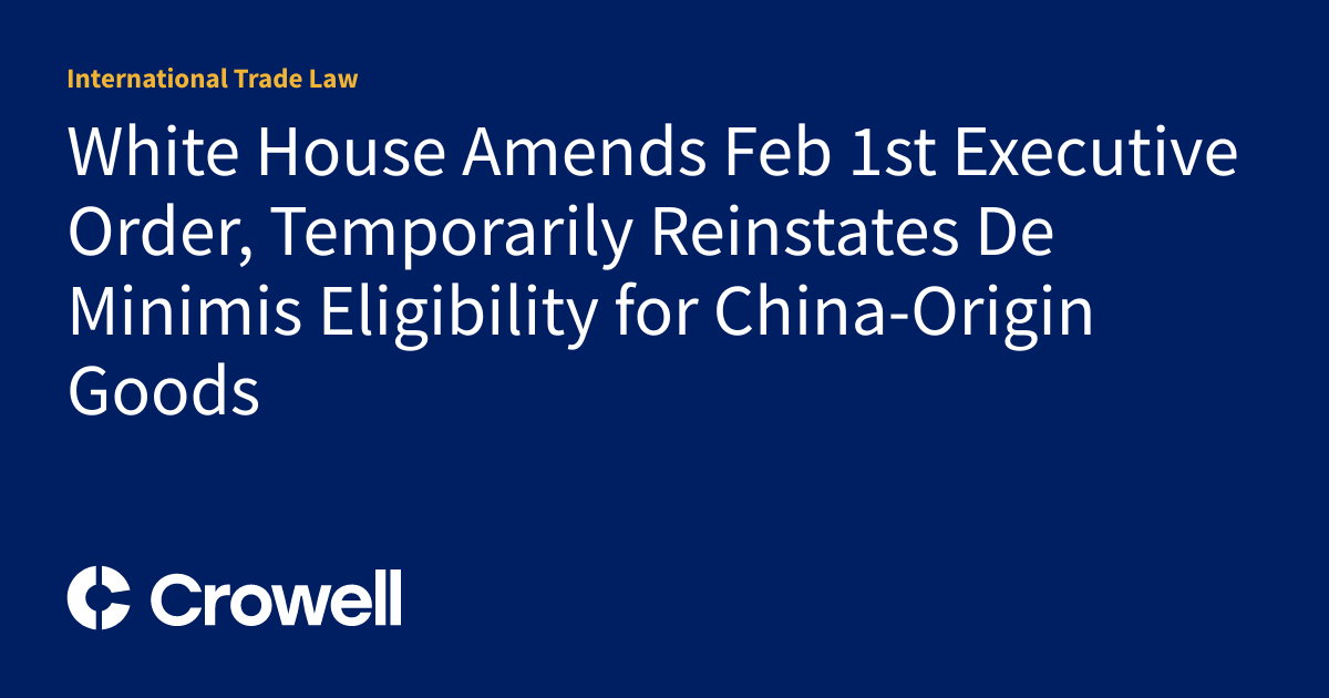 White House Amends Feb 1st Executive Order, Temporarily Reinstates De ...