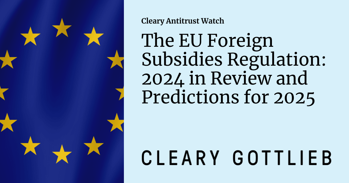 The EU Foreign Subsidies Regulation: 2024 in Review and Predictions for ...