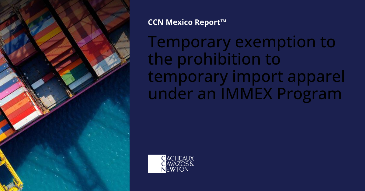 Temporary exemption to the prohibition to temporary import apparel ...