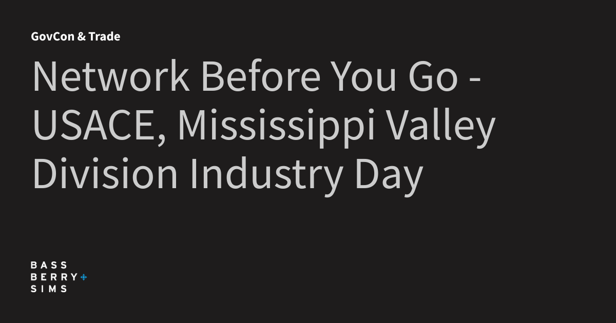 Network Before You Go - USACE, Mississippi Valley Division Industry Day ...