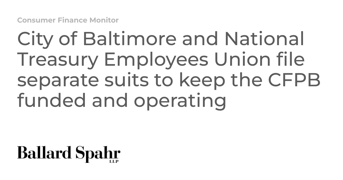 City of Baltimore and National Treasury Employees Union file separate ...