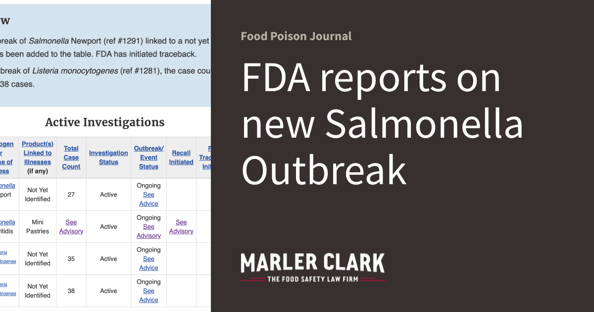 FDA reports on new Salmonella Outbreak | Food Poison Journal