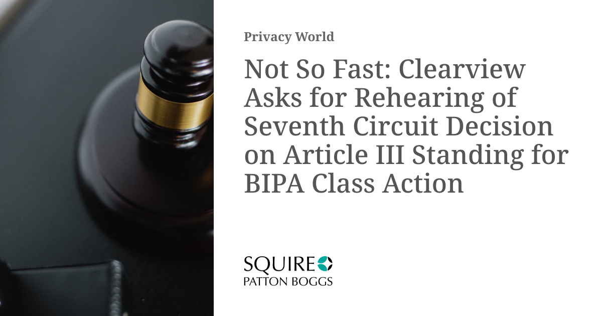 Not So Fast: Clearview Asks for Rehearing of Seventh Circuit Decision on Article III Standing ...