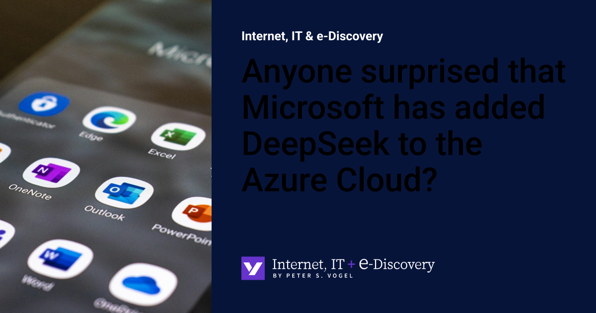 Anyone surprised that Microsoft has added DeepSeek to the Azure Cloud ...