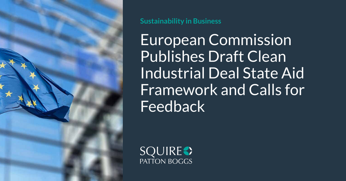 European Commission Publishes Draft Clean Industrial Deal State Aid ...