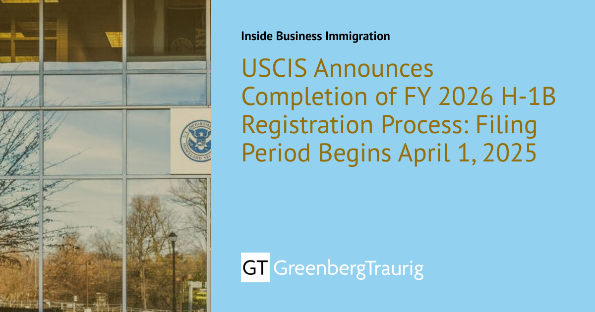 USCIS Announces Completion of FY 2026 H-1B Registration Process: Filing ...