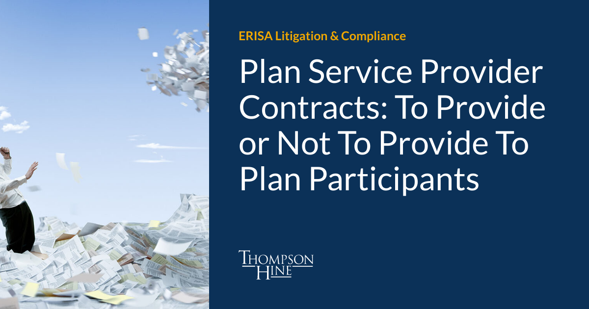 Plan Service Provider Contracts: To Provide or Not To Provide To Plan ...