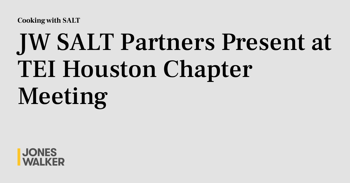 JW SALT Partners Present at TEI Houston Chapter Meeting | Cooking with SALT