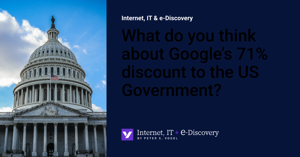 What do you think about Google’s 71% discount to the US Government ...