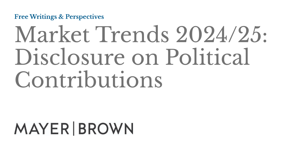 Market Trends 2024/25: Disclosure on Political Contributions | Free ...