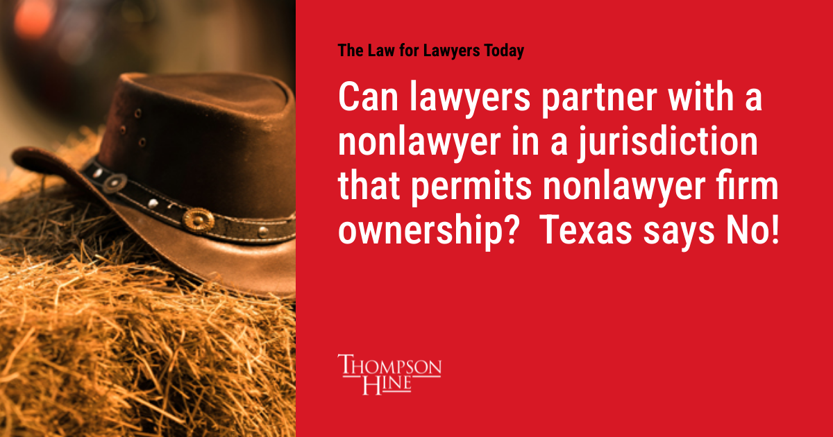 Can lawyers partner with a nonlawyer in a jurisdiction that permits ...