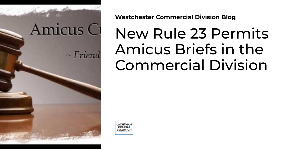 New Rule 23 Permits Amicus Briefs in the Commercial Division ...