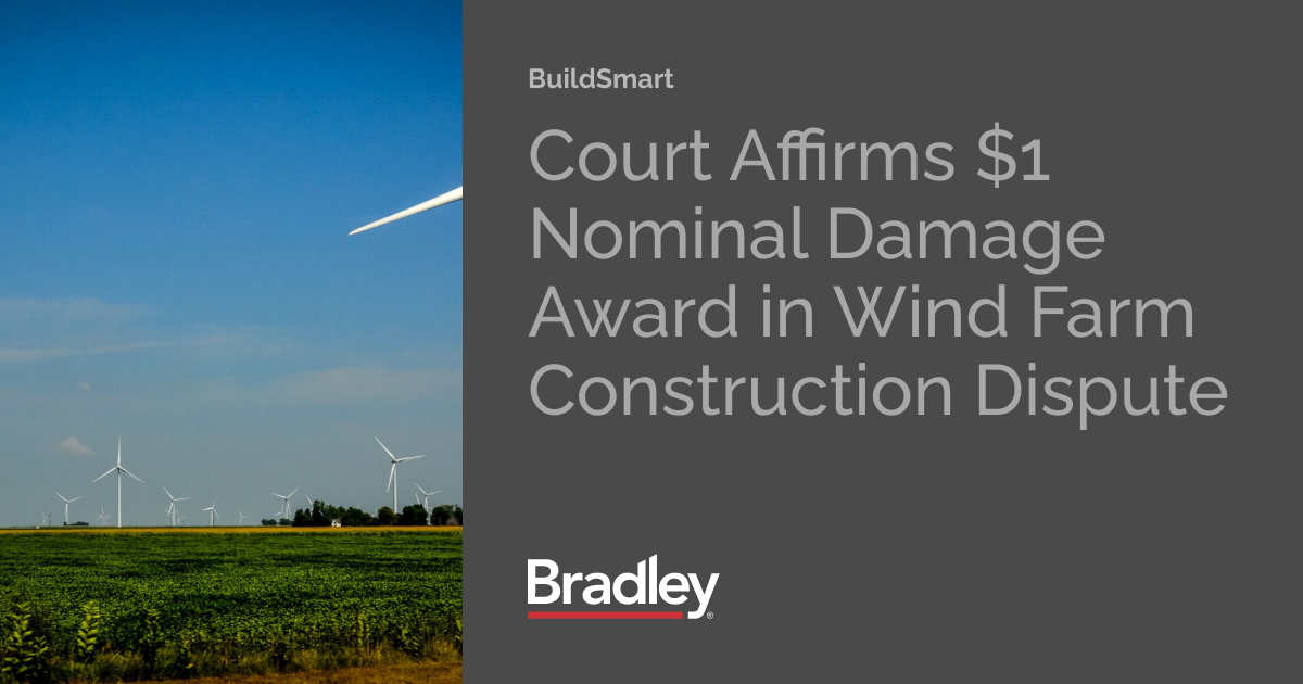 Court Affirms $1 Nominal Damage Award in Wind Farm Construction Dispute ...