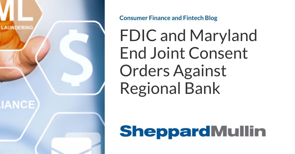 FDIC and Maryland End Joint Consent Orders Against Regional Bank ...