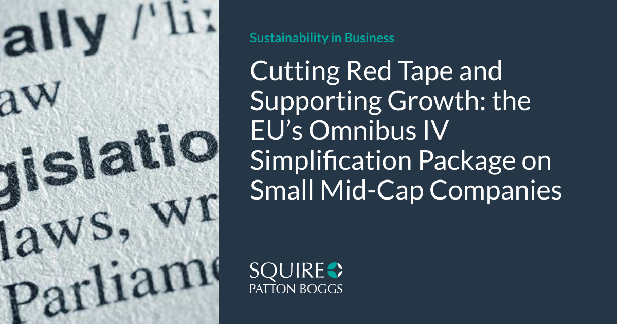 Cutting Red Tape and Supporting Growth: the EU’s Omnibus IV ...