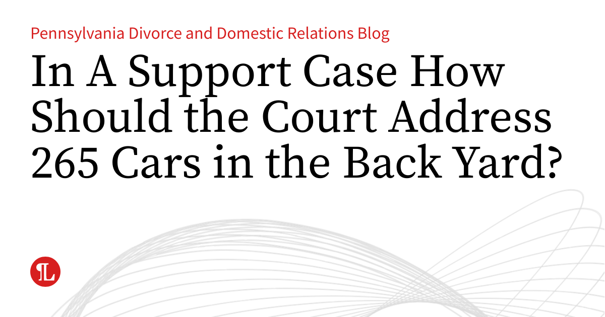 In A Support Case How Should the Court Address 265 Cars in the Back ...