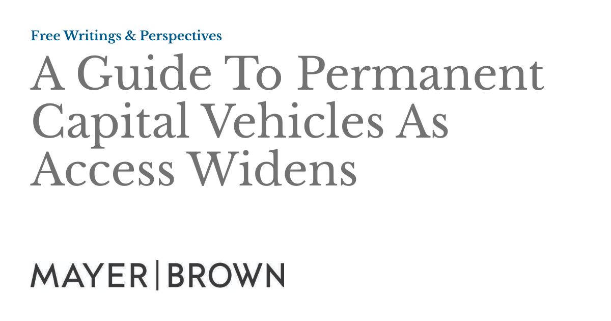 A Guide To Permanent Capital Vehicles As Access Widens | Free Writings ...