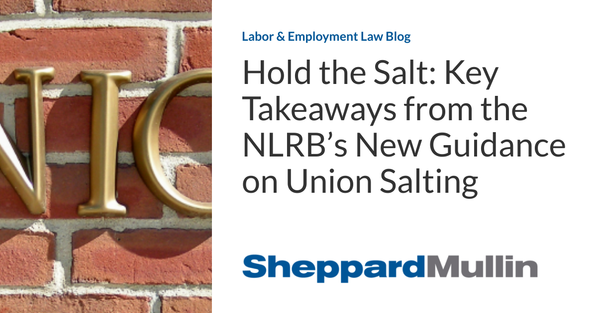 Hold the Salt: Key Takeaways from the NLRB’s New Guidance on Union ...