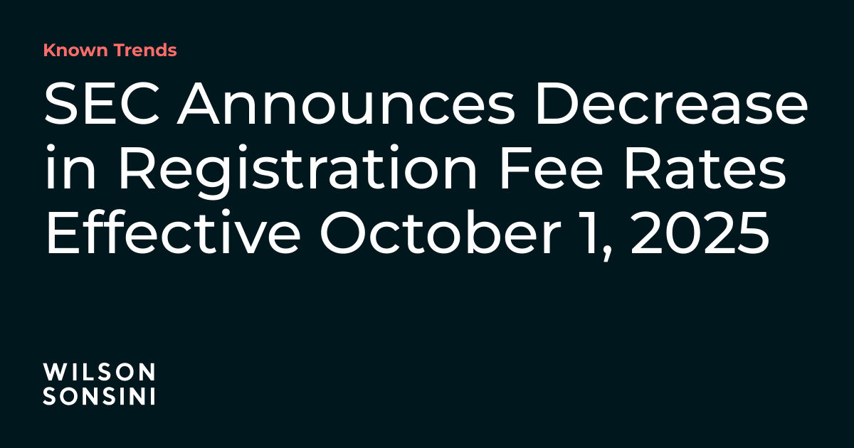 SEC Announces Decrease in Registration Fee Rates Effective October 1 ...