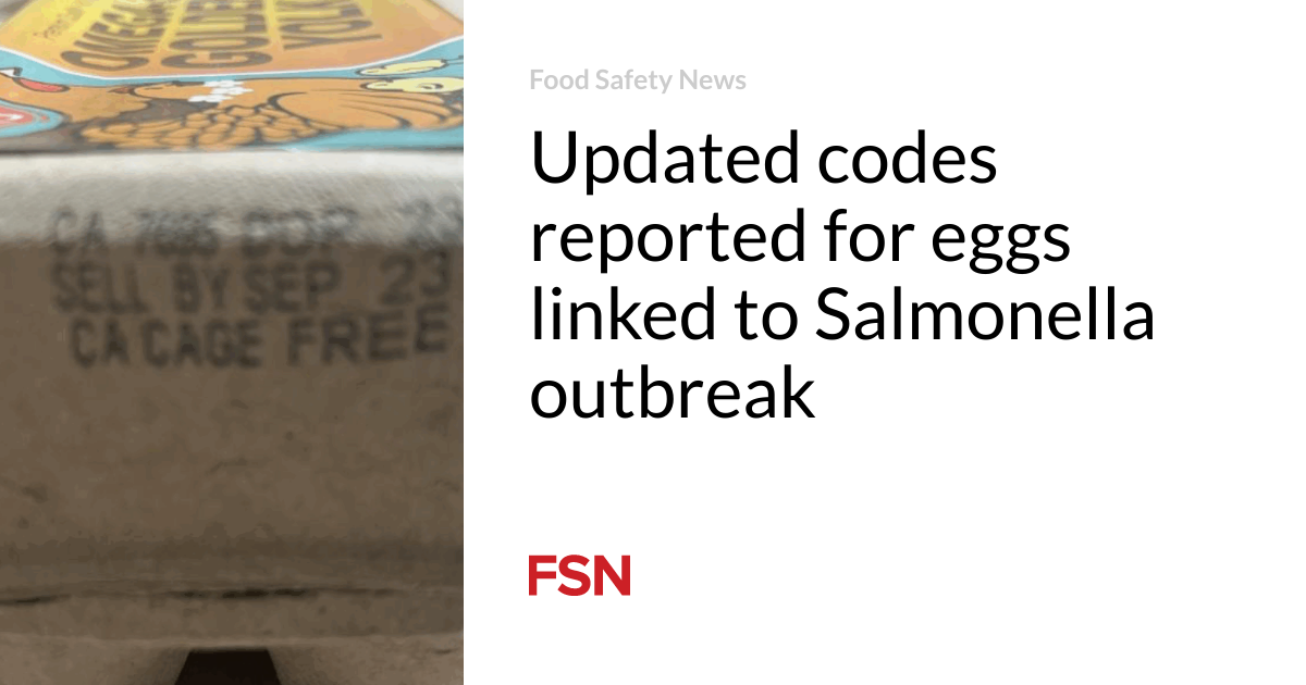 Updated codes reported for eggs linked to Salmonella outbreak | Food ...