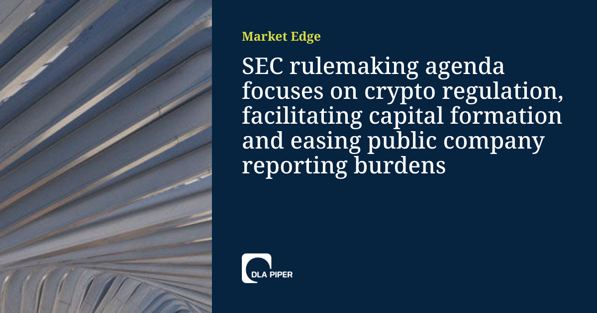 SEC rulemaking agenda focuses on crypto regulation, facilitating ...