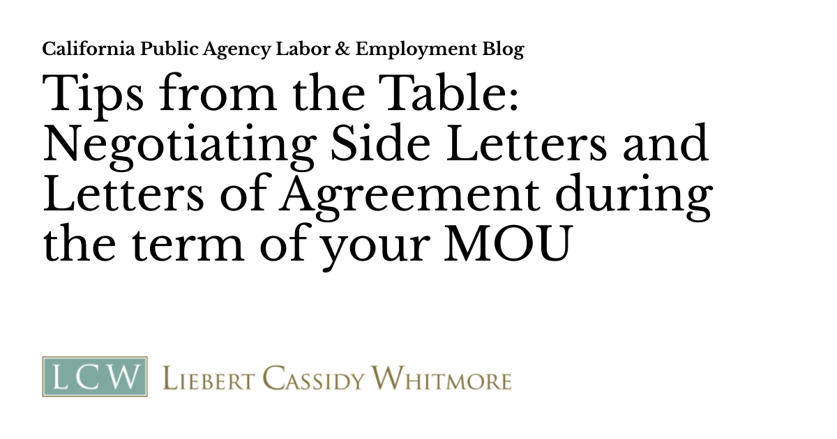 Tips from the Table: Negotiating Side Letters and Letters of Agreement ...