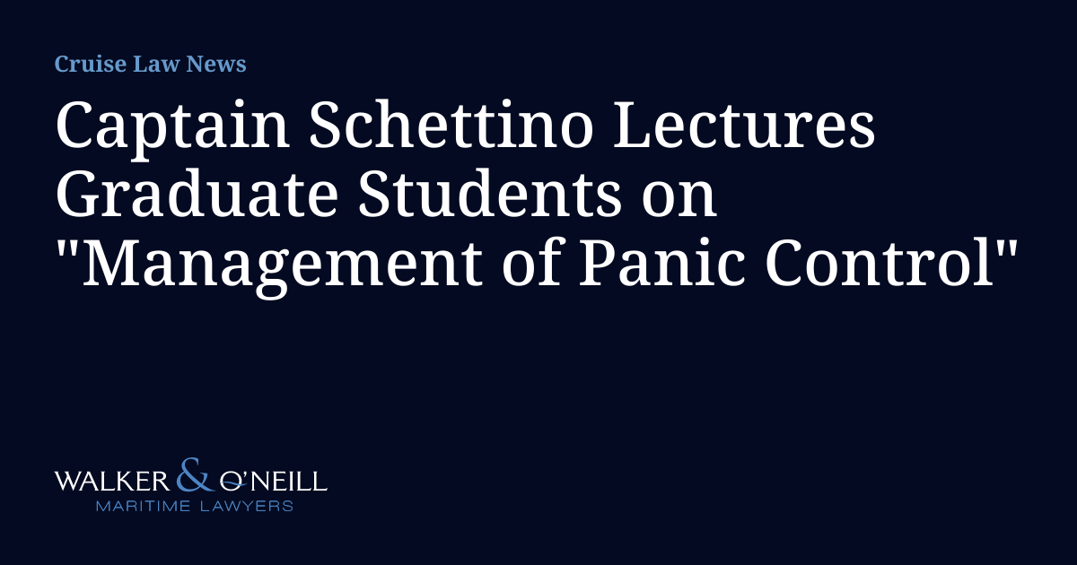 Captain Schettino Lectures Graduate Students on "Management of Panic ...