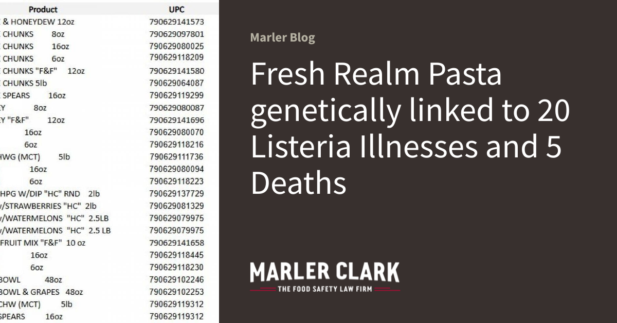 Fresh Realm Pasta genetically linked to 20 Listeria Illnesses and 5 ...