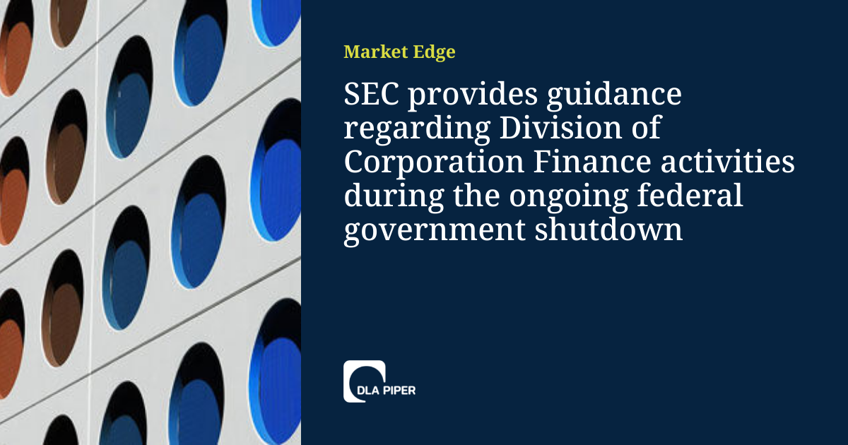 SEC provides guidance regarding Division of Corporation Finance ...