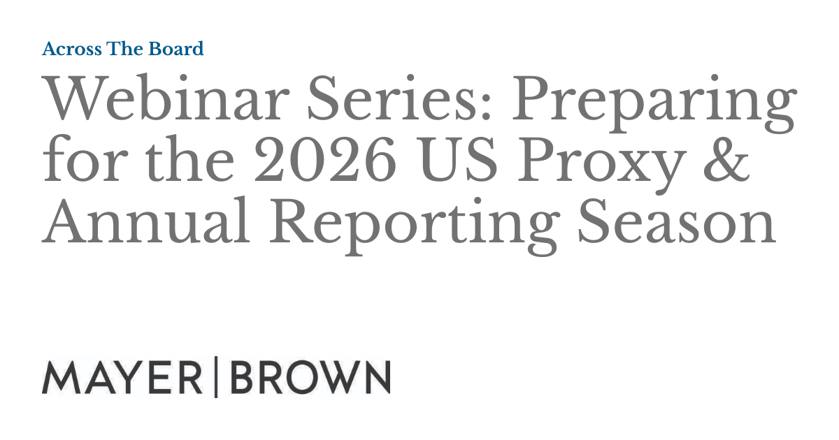 Webinar Series: Preparing for the 2026 US Proxy & Annual Reporting ...