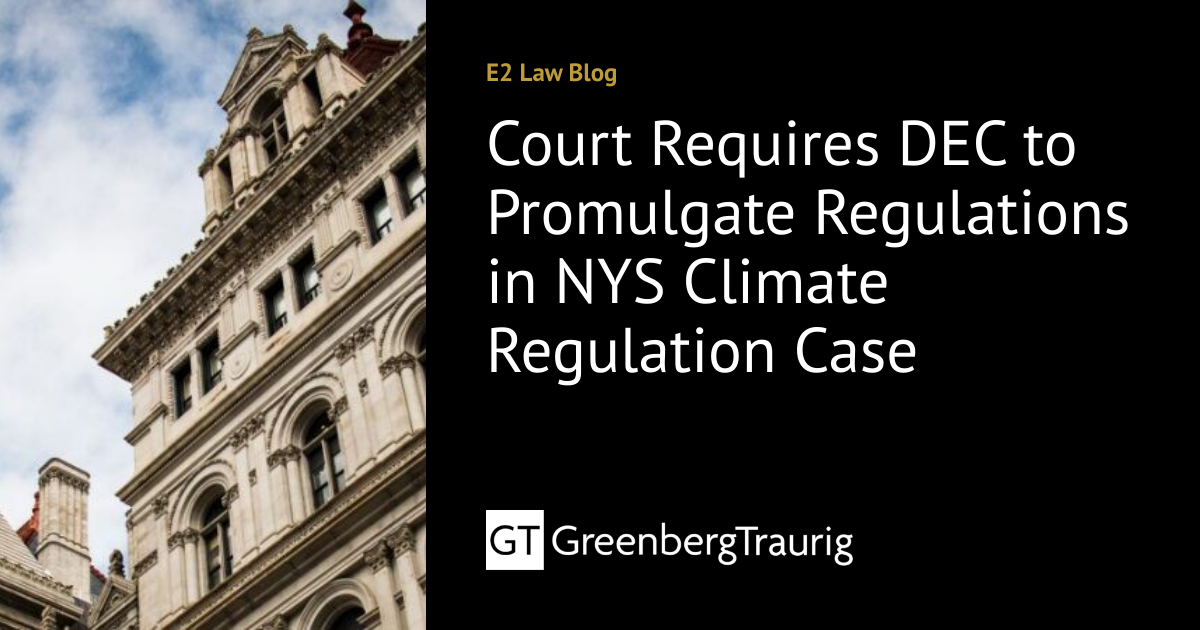 Court Requires DEC to Promulgate Regulations in NYS Climate Regulation ...
