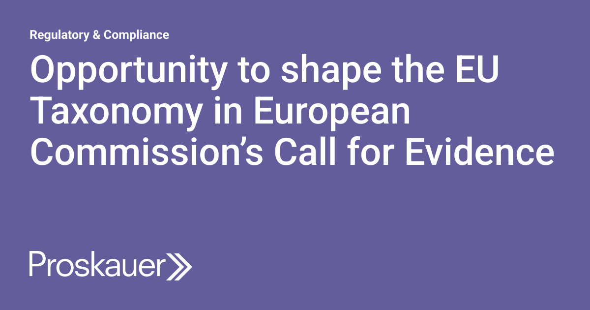 Opportunity to shape the EU Taxonomy in European Commission’s Call for ...
