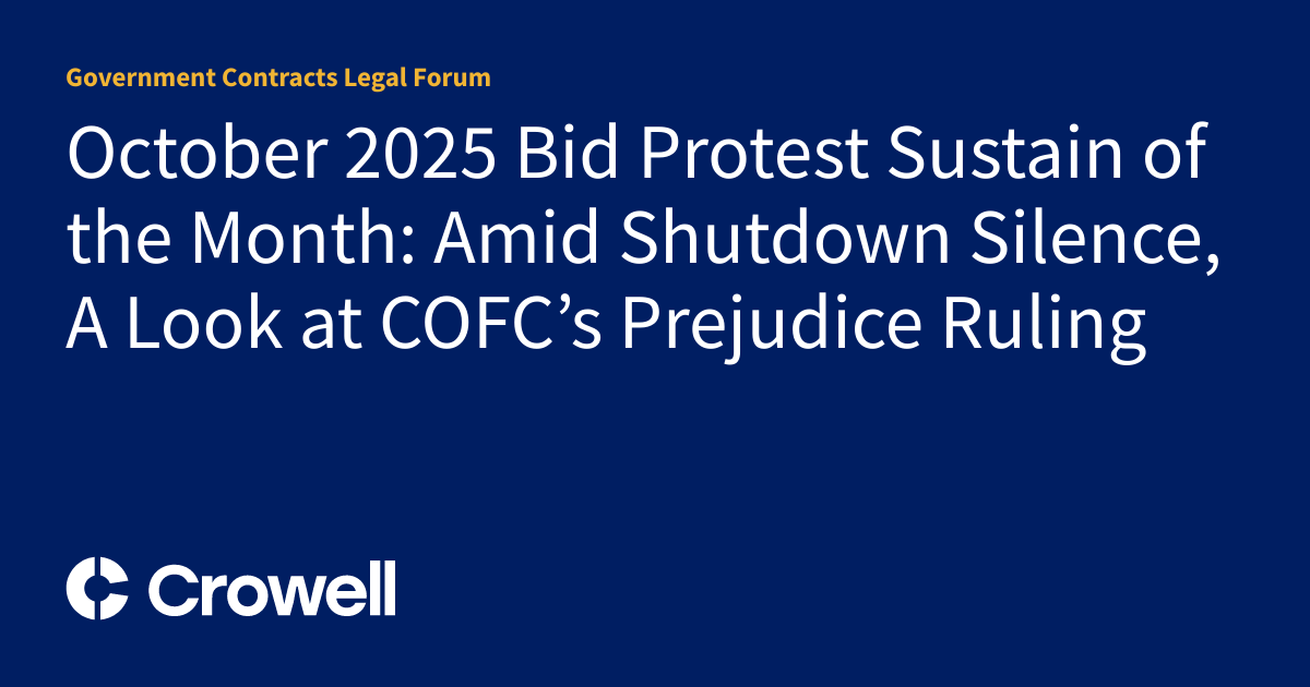 October 2025 Bid Protest Sustain of the Month: Amid Shutdown Silence, A ...