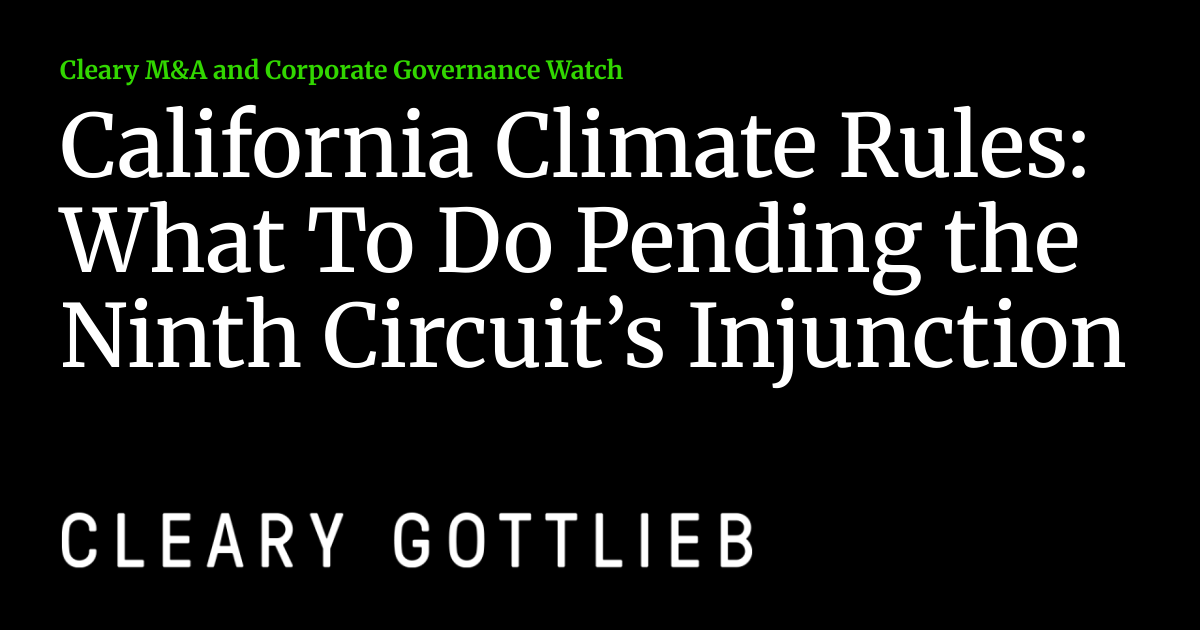 California Climate Rules: What To Do Pending the Ninth Circuit’s ...
