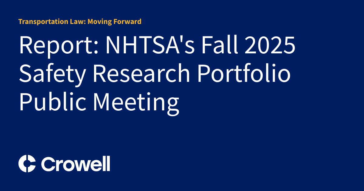 Report: NHTSA's Fall 2025 Safety Research Portfolio Public Meeting ...