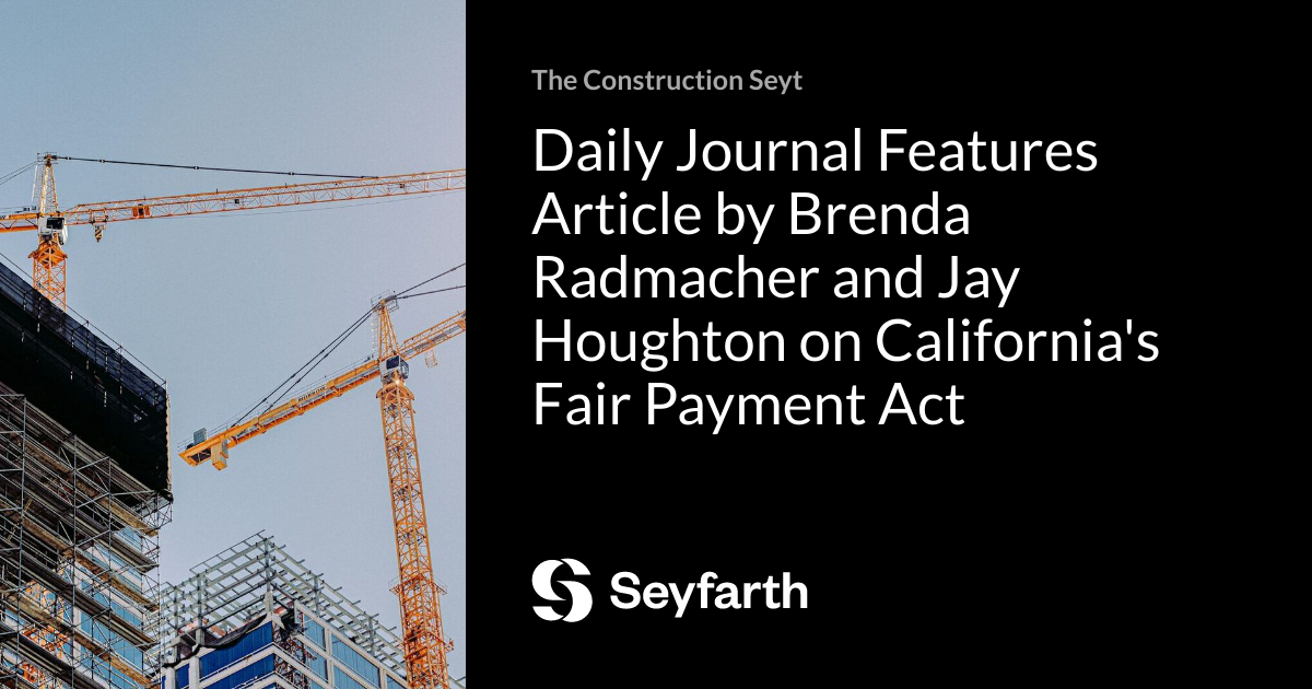 Daily Journal Features Article by Brenda Radmacher and Jay Houghton on ...
