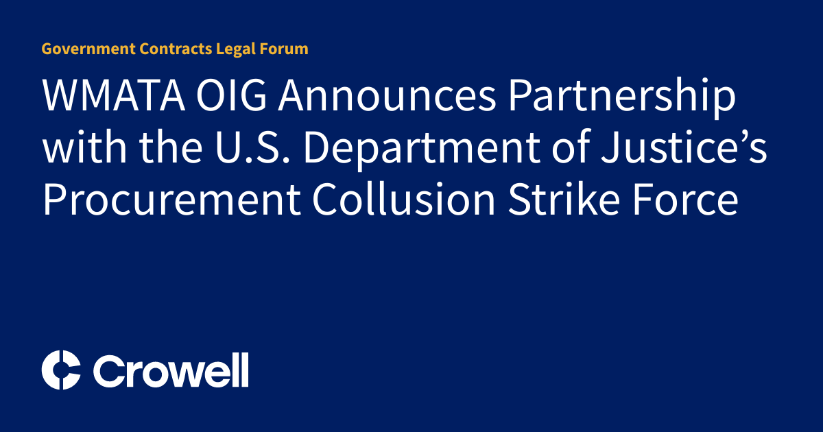 WMATA OIG Announces Partnership with the U.S. Department of Justice’s ...