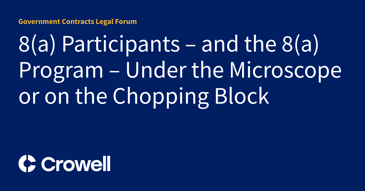8(a) Participants – and the 8(a) Program – Under the Microscope or on ...