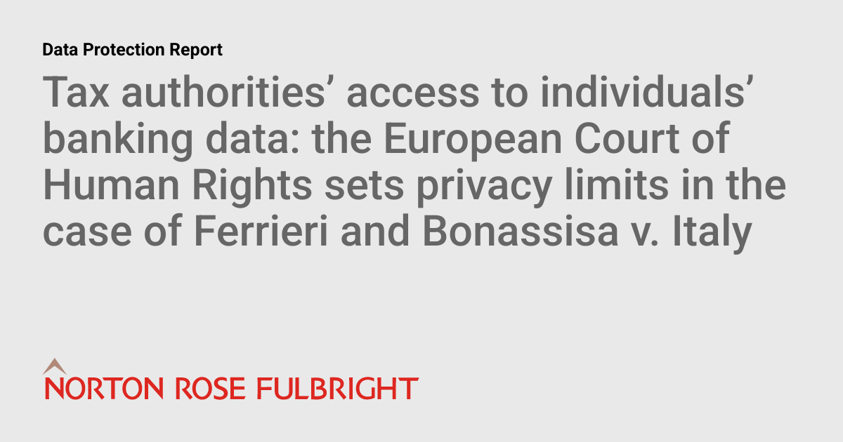 Tax authorities’ access to individuals’ banking data: the European ...