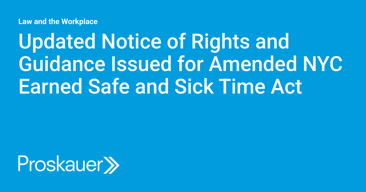 Updated Notice of Rights and Guidance Issued for Amended NYC Earned ...