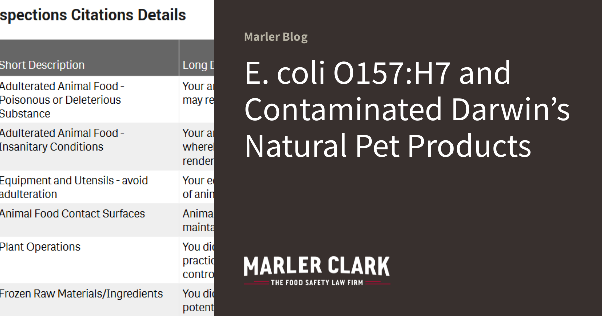 E. coli O157:H7 and Contaminated Darwin’s Natural Pet Products | Marler ...