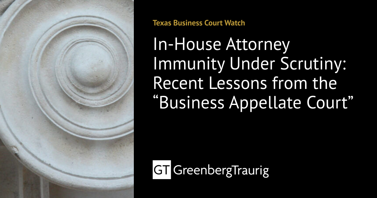 In-House Attorney Immunity Under Scrutiny: Recent Lessons from the ...