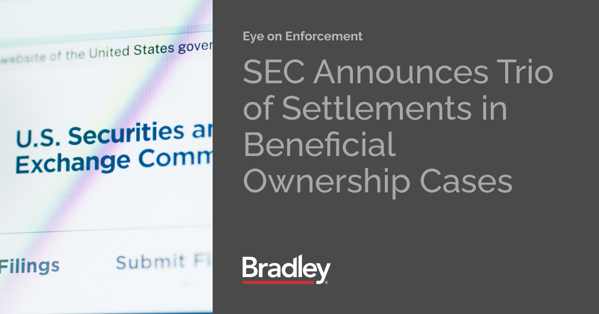 SEC Announces Trio of Settlements in Beneficial Ownership Cases | Eye ...