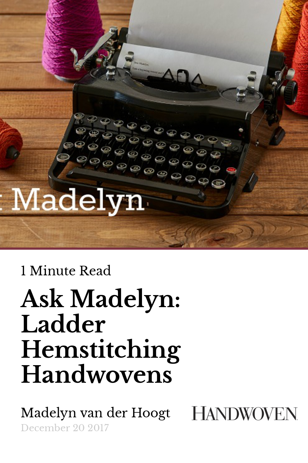 Ask Madelyn: Ladder Hemstitching Handwovens | Handwoven