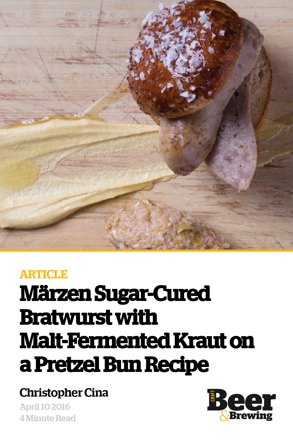 Märzen Sugar-Cured Bratwurst with Malt-Fermented Kraut on a Pretzel Bun ...