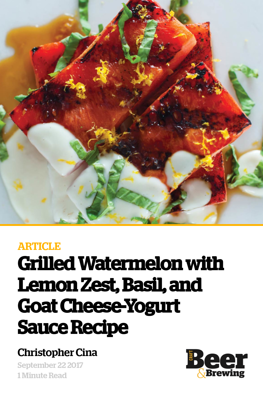 Grilled Watermelon with Lemon Zest, Basil, and Goat Cheese-Yogurt Sauce ...