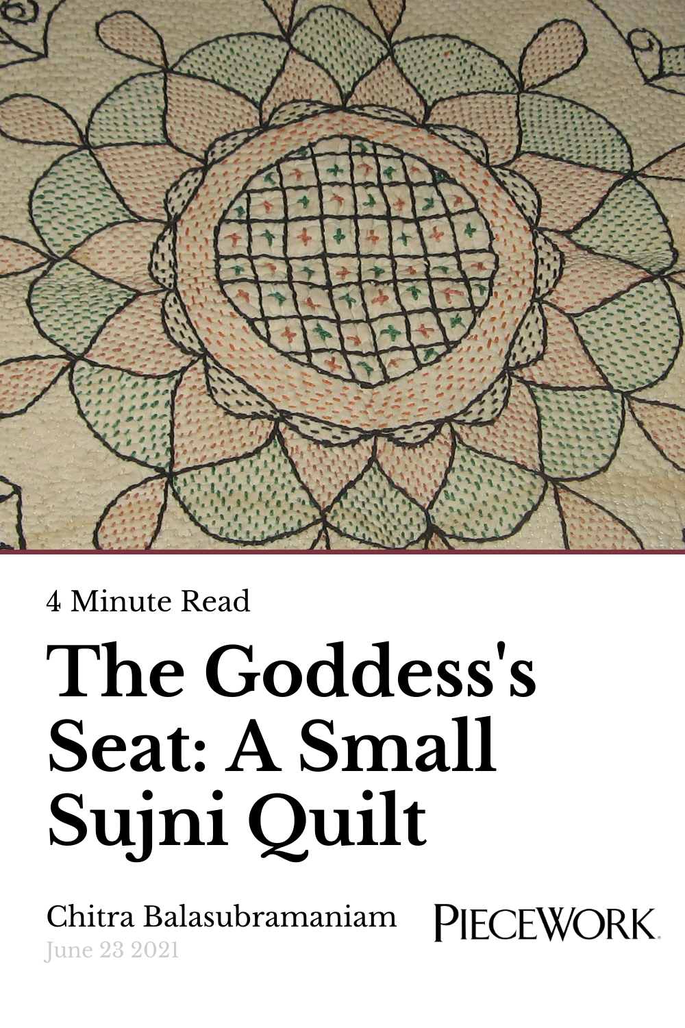The Goddess's Seat: A Small Sujni Quilt | PieceWork